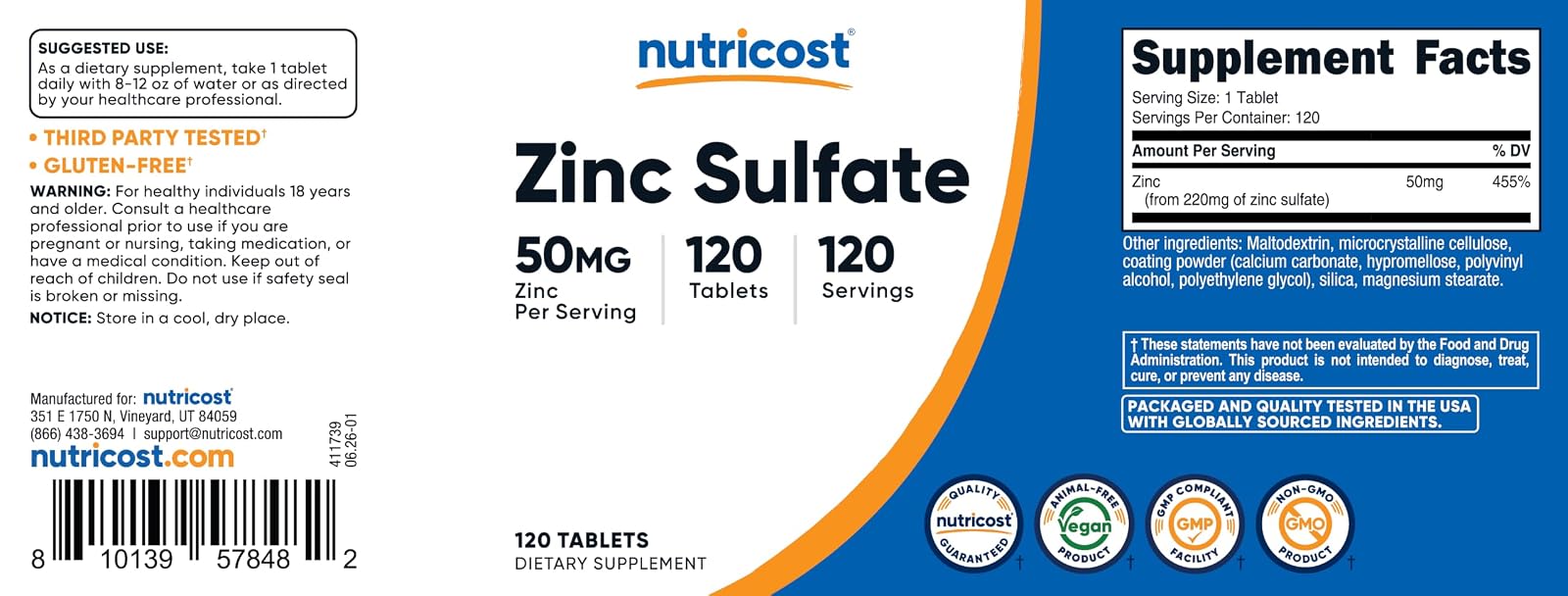 Nutricost zinc for overall wellness