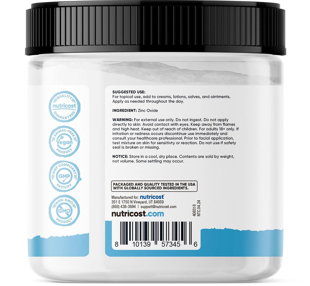 Nutricost zinc oxide for DIY skincare