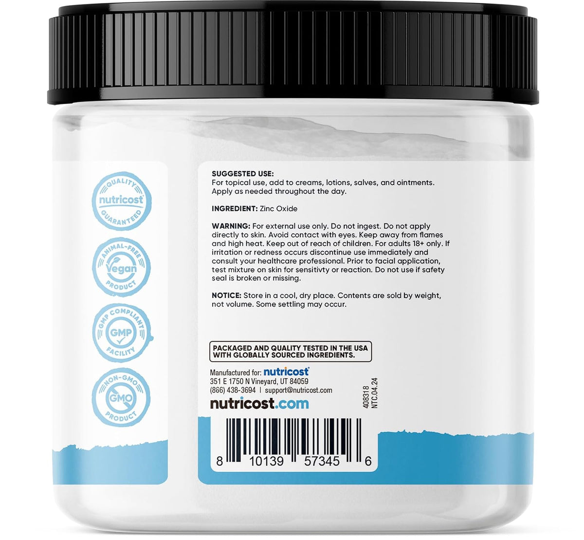 Nutricost zinc oxide for DIY skincare