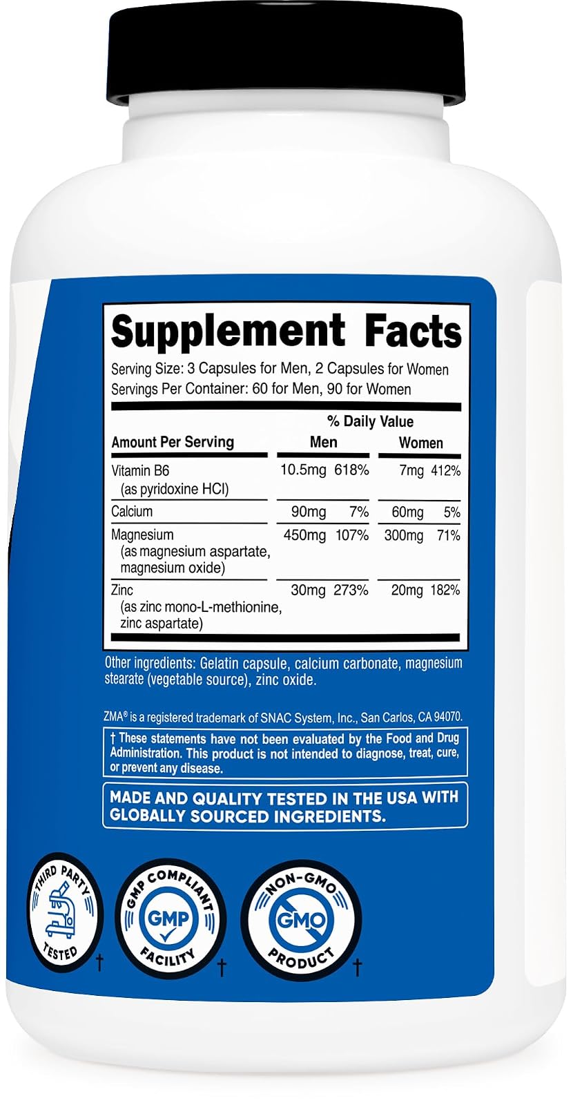 Nutricost ZMA 180 capsules for overall wellness