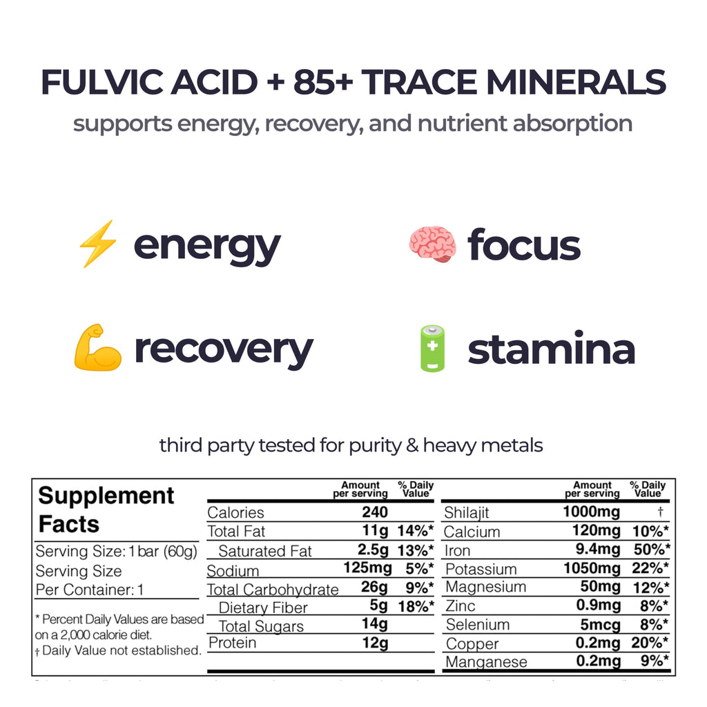 nutrient-dense shilajit energy bar
