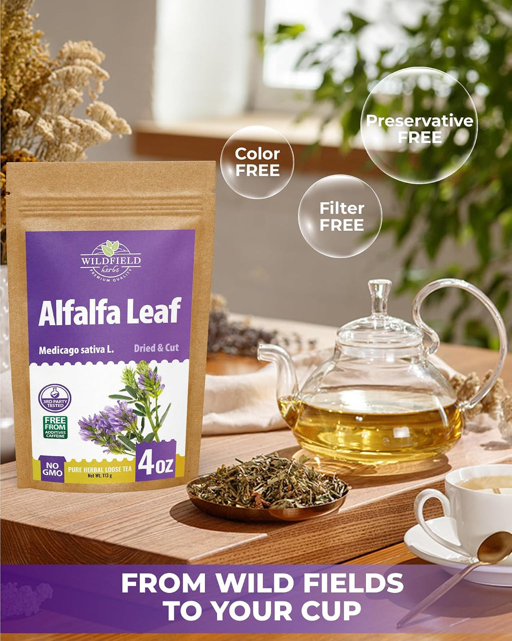 Nutrient-rich alfalfa tea blend