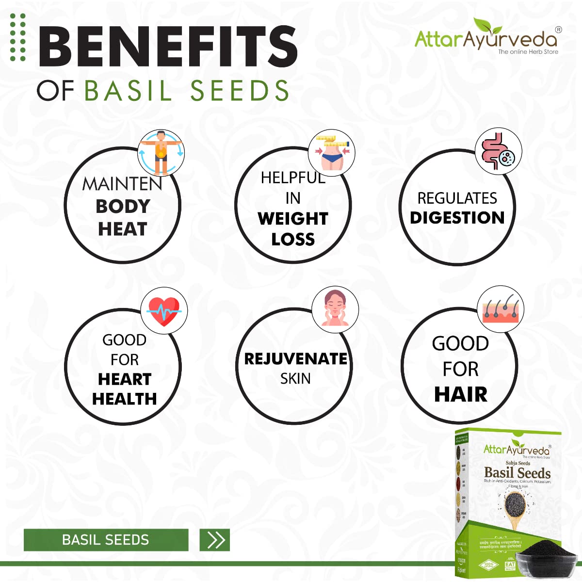 Nutrient-rich basil seeds for smoothies