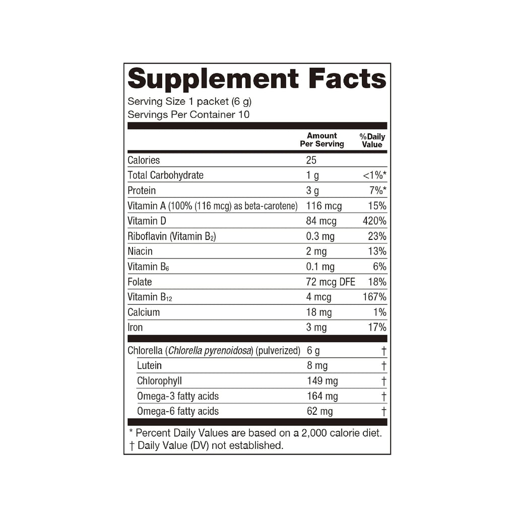 nutrient-rich chlorella superfood packets