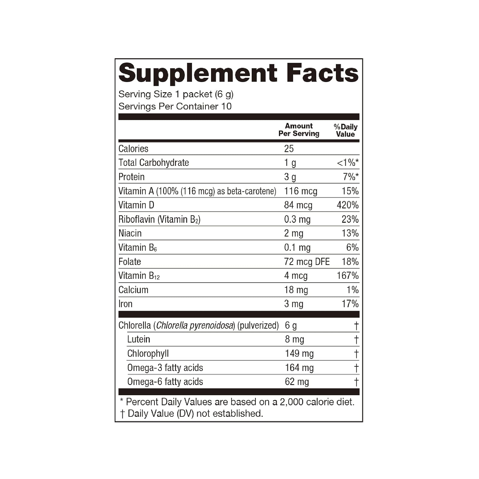 nutrient-rich chlorella superfood packets