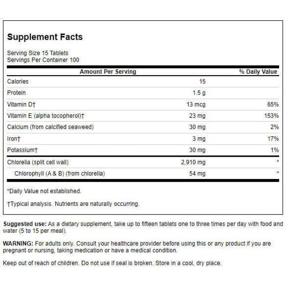 nutrient-rich chlorella supplement pack