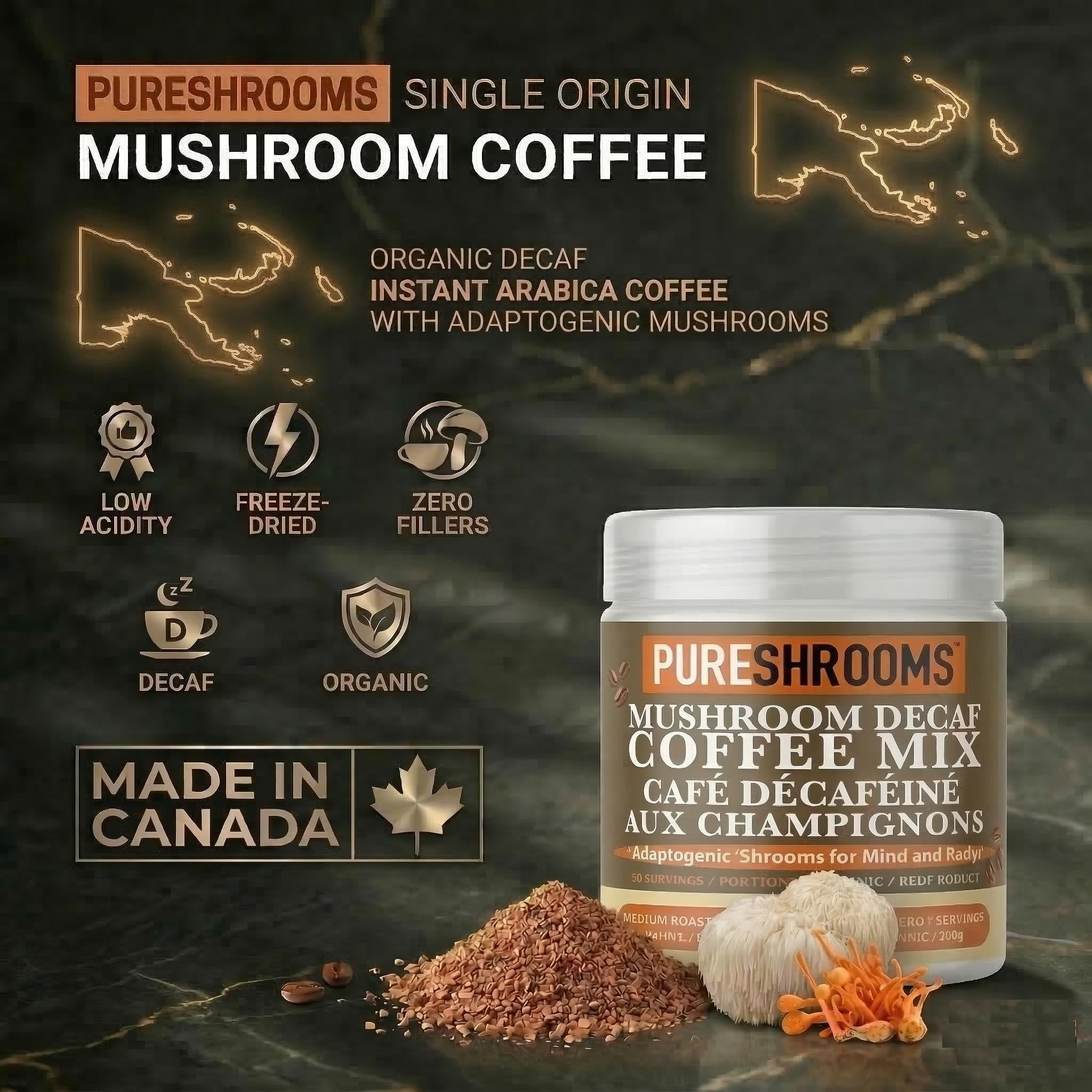 nutrient-rich decaf mushroom beverage