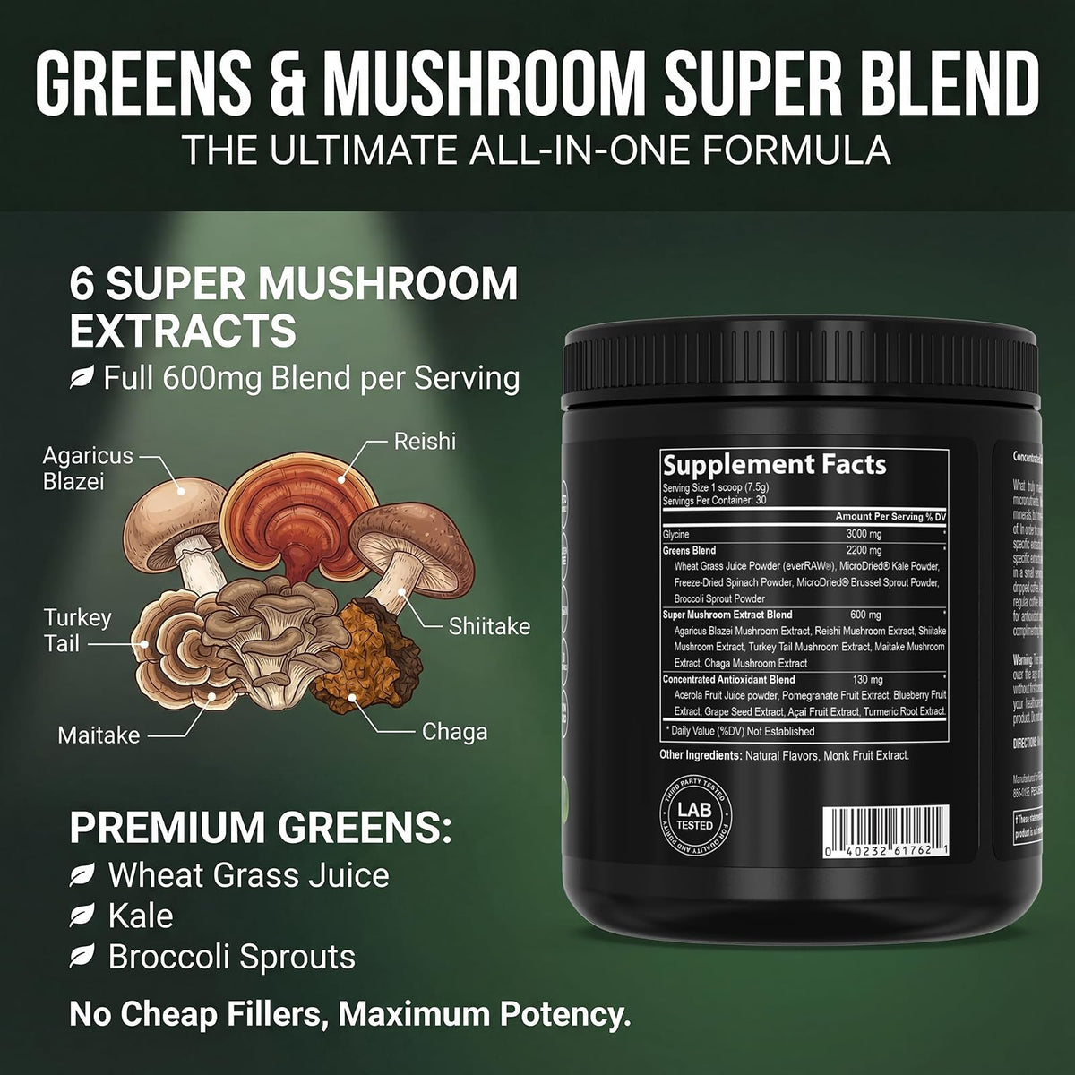 Nutrient-rich greens powder supplement