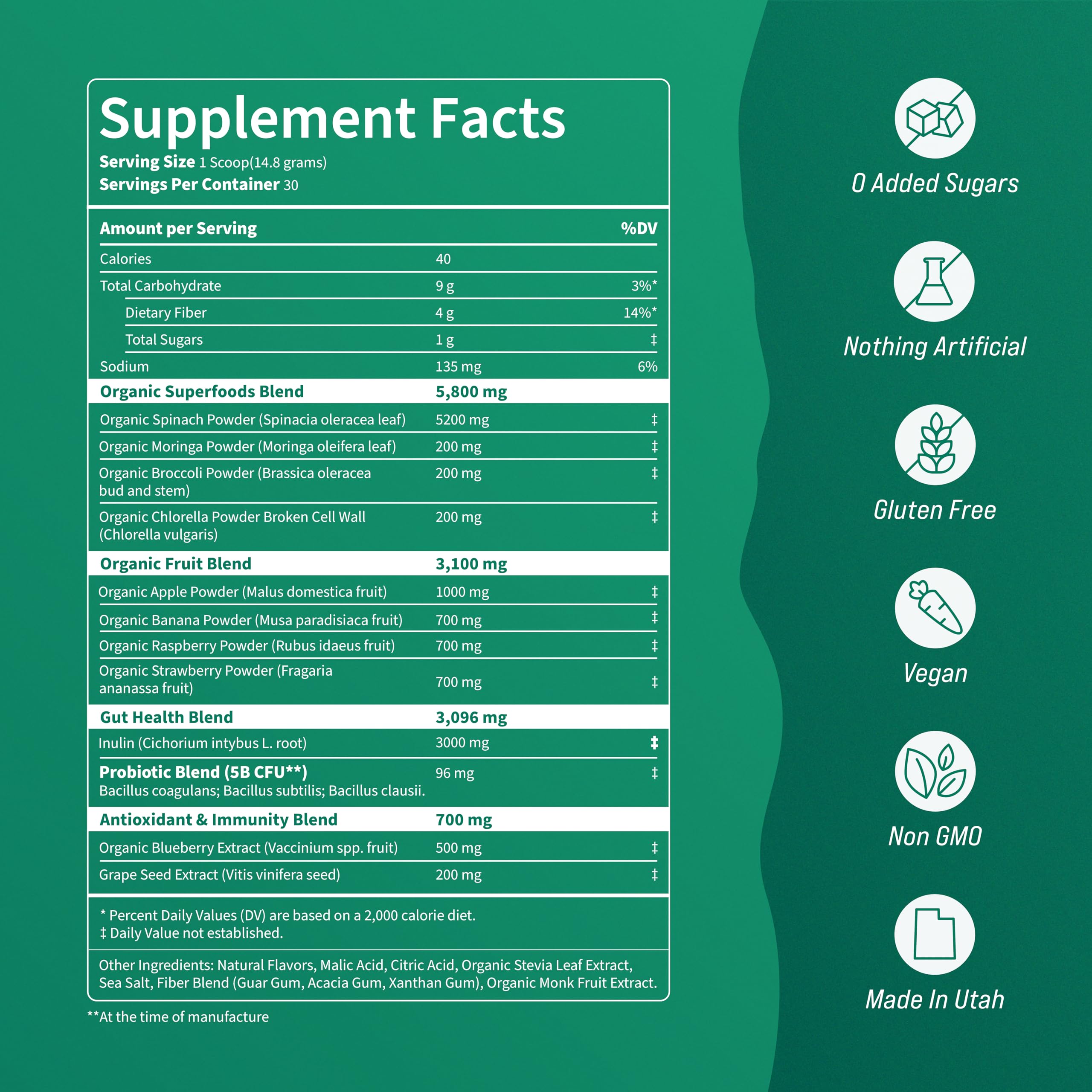 nutrient-rich greens powder with moringa