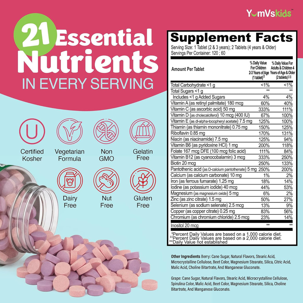 nutrient-rich kids multivitamin tablets