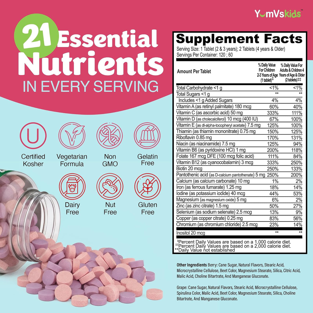nutrient-rich kids multivitamin tablets