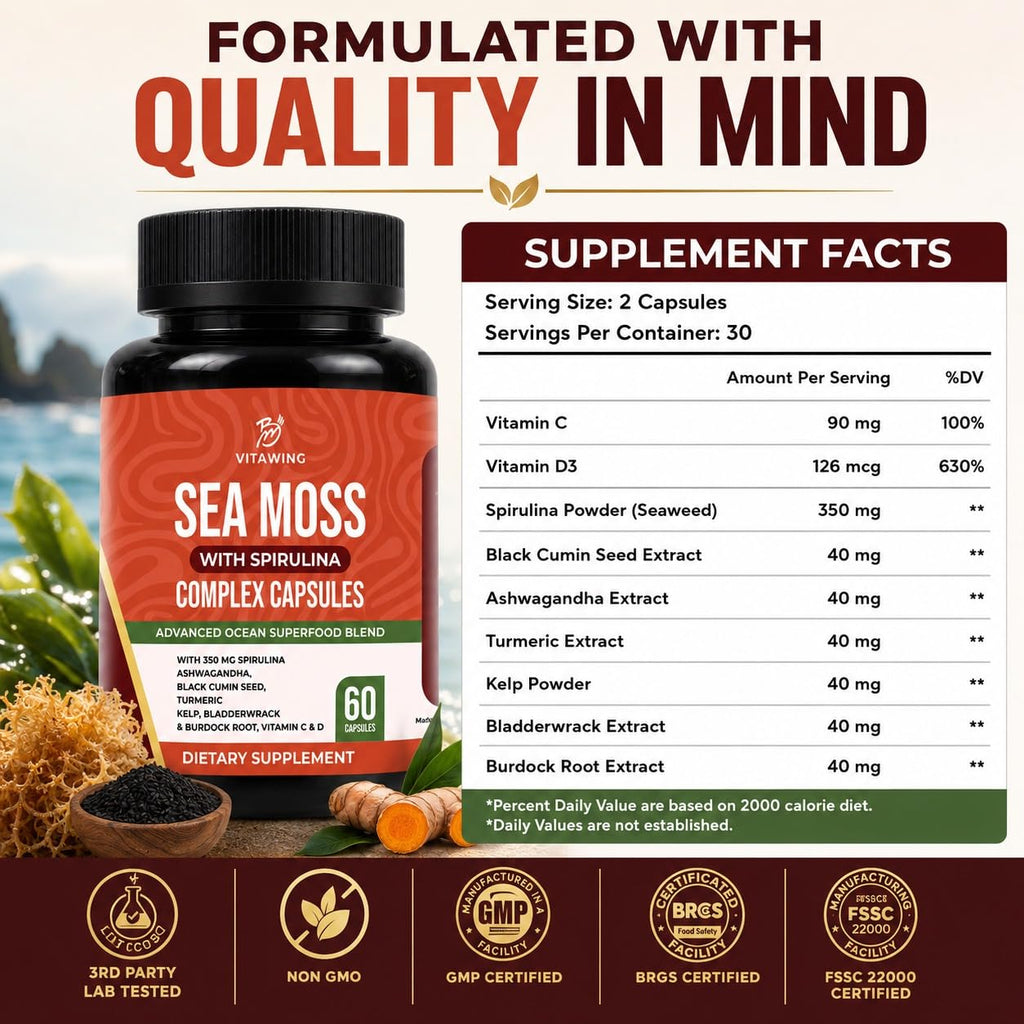 Nutrient-rich sea moss capsules