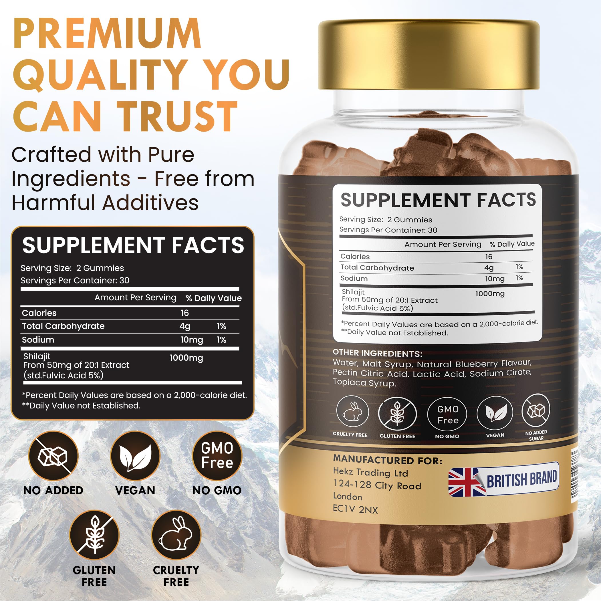 Nutrient-rich shilajit gummies for vitality