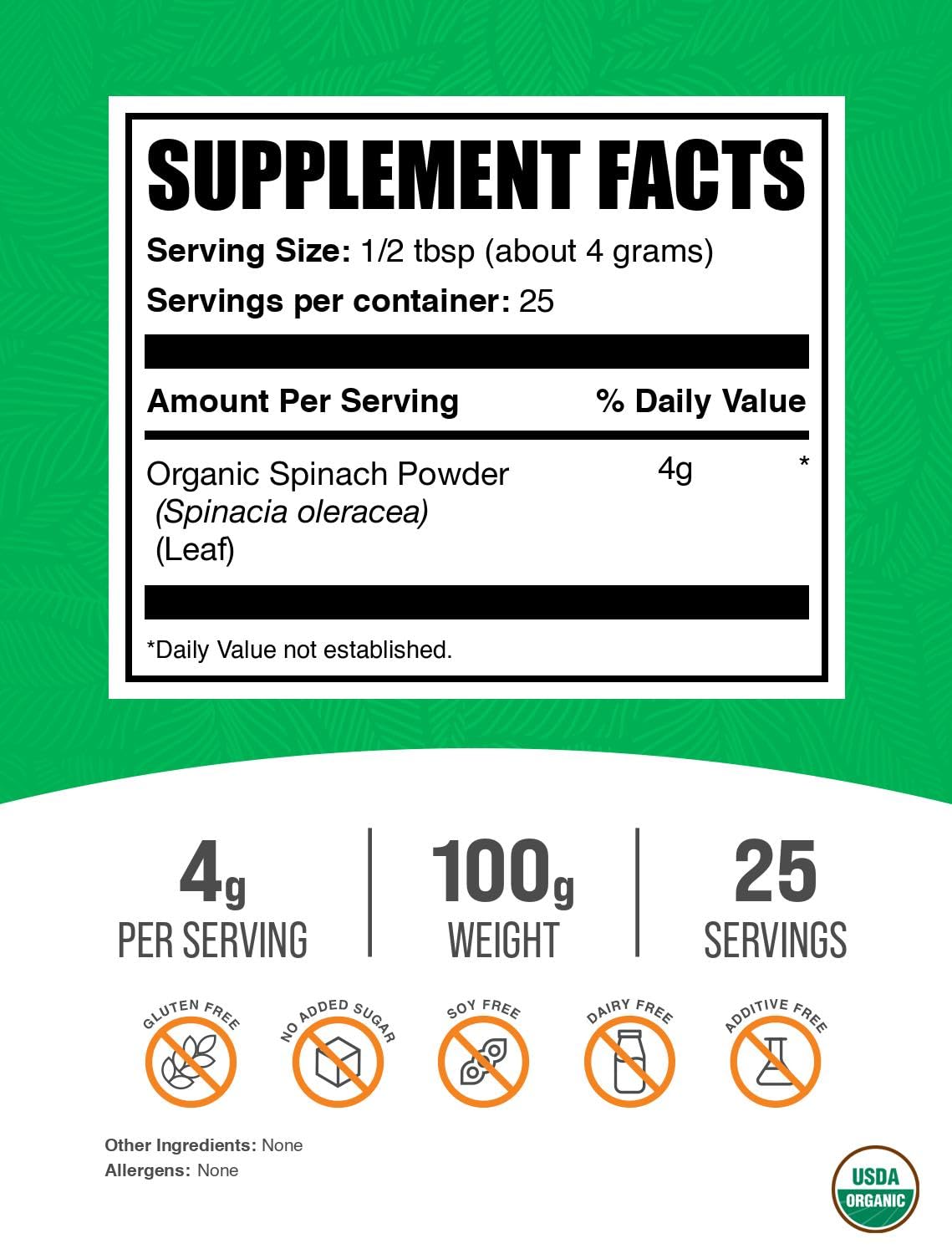 Nutrient-rich spinach powder for baking