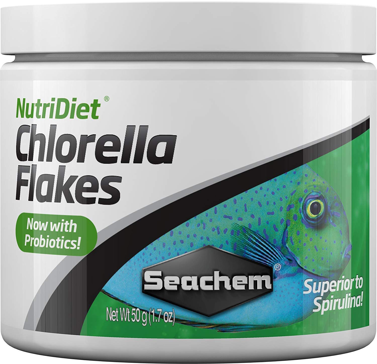 nutrient-rich spirulina & chlorella flakes