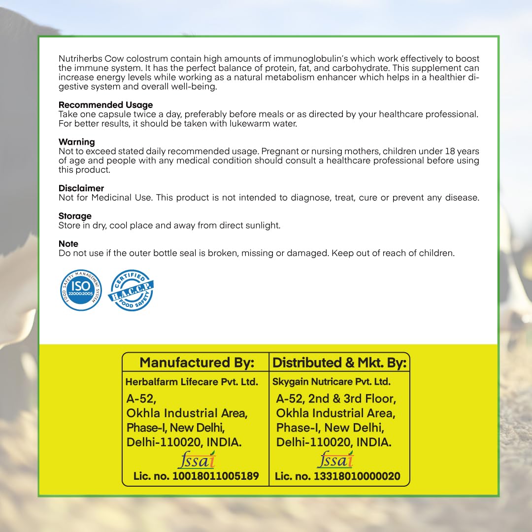Nutriherbs Cow Colostrum for digestive health