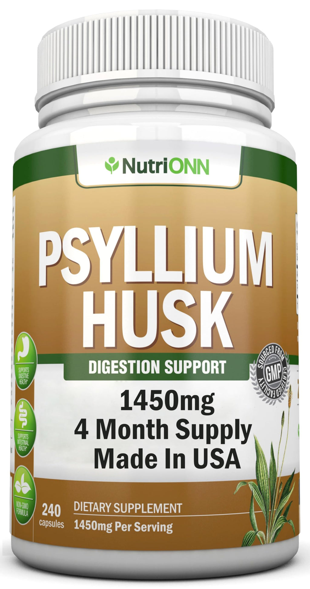 NutriONN psyllium husk capsules for digestion