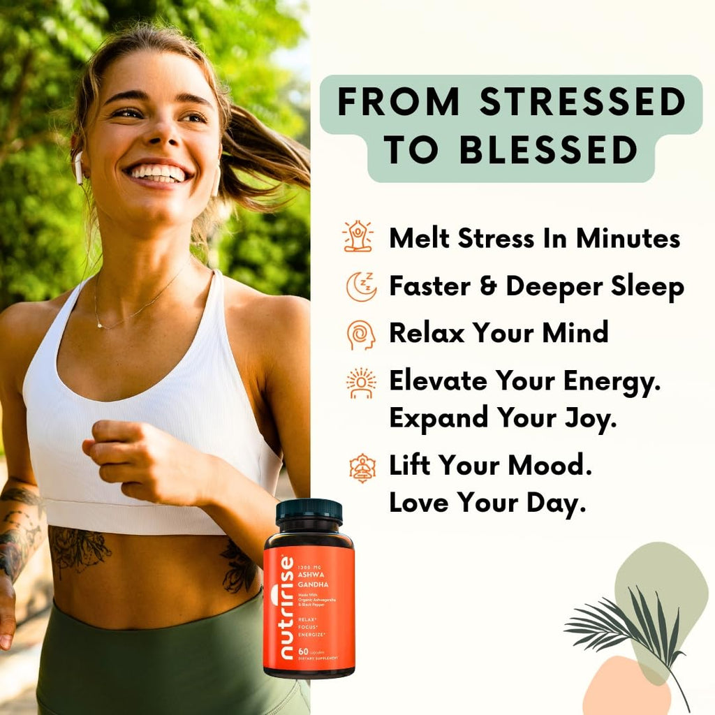 NutriRise 1300 mg ashwagandha for energy boost