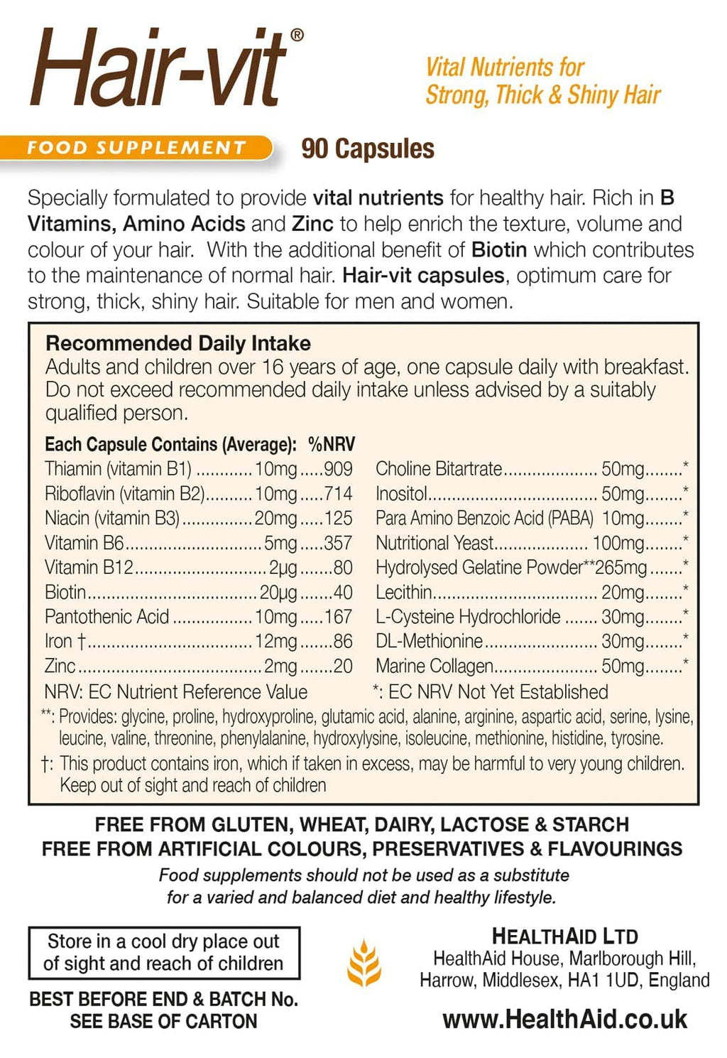 Nutritional capsules for hair vitality