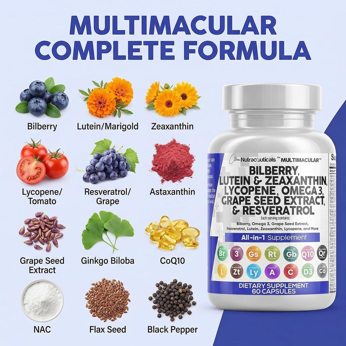 Nutritional eye supplements with lycopene