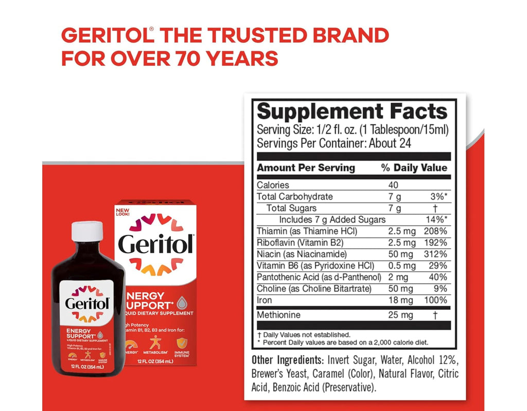Nutritional support with Geritol vitamins