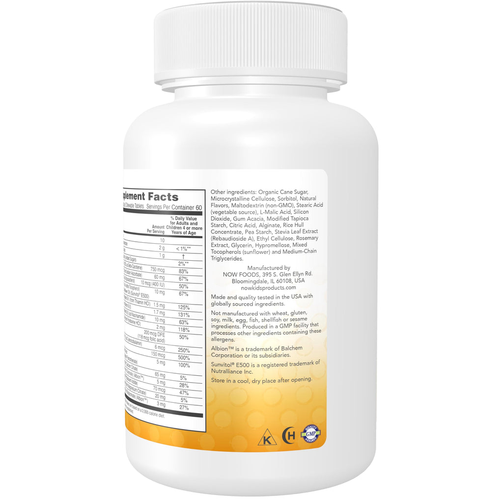 nutritional support with NOW Kids multivitamins