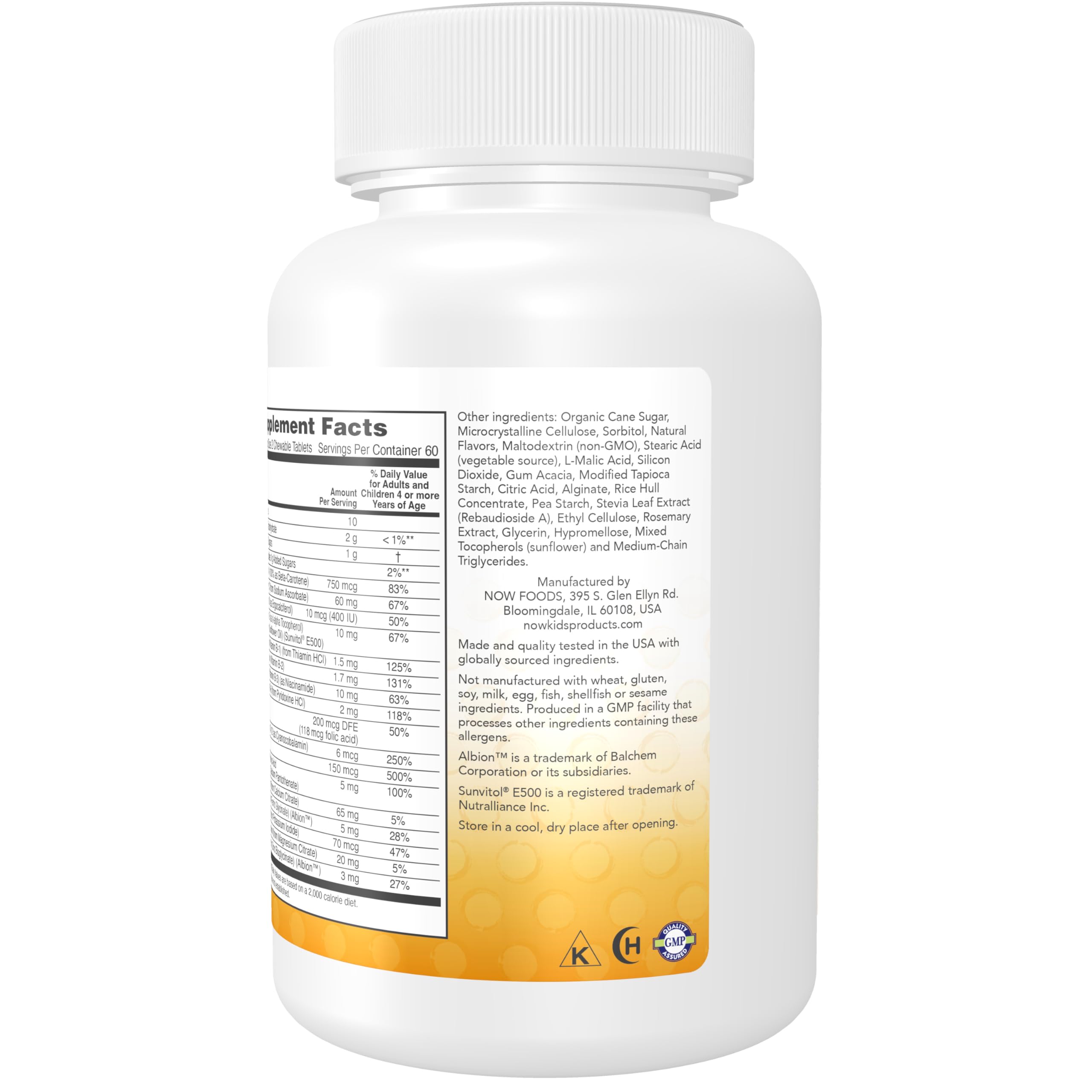 nutritional support with NOW Kids multivitamins