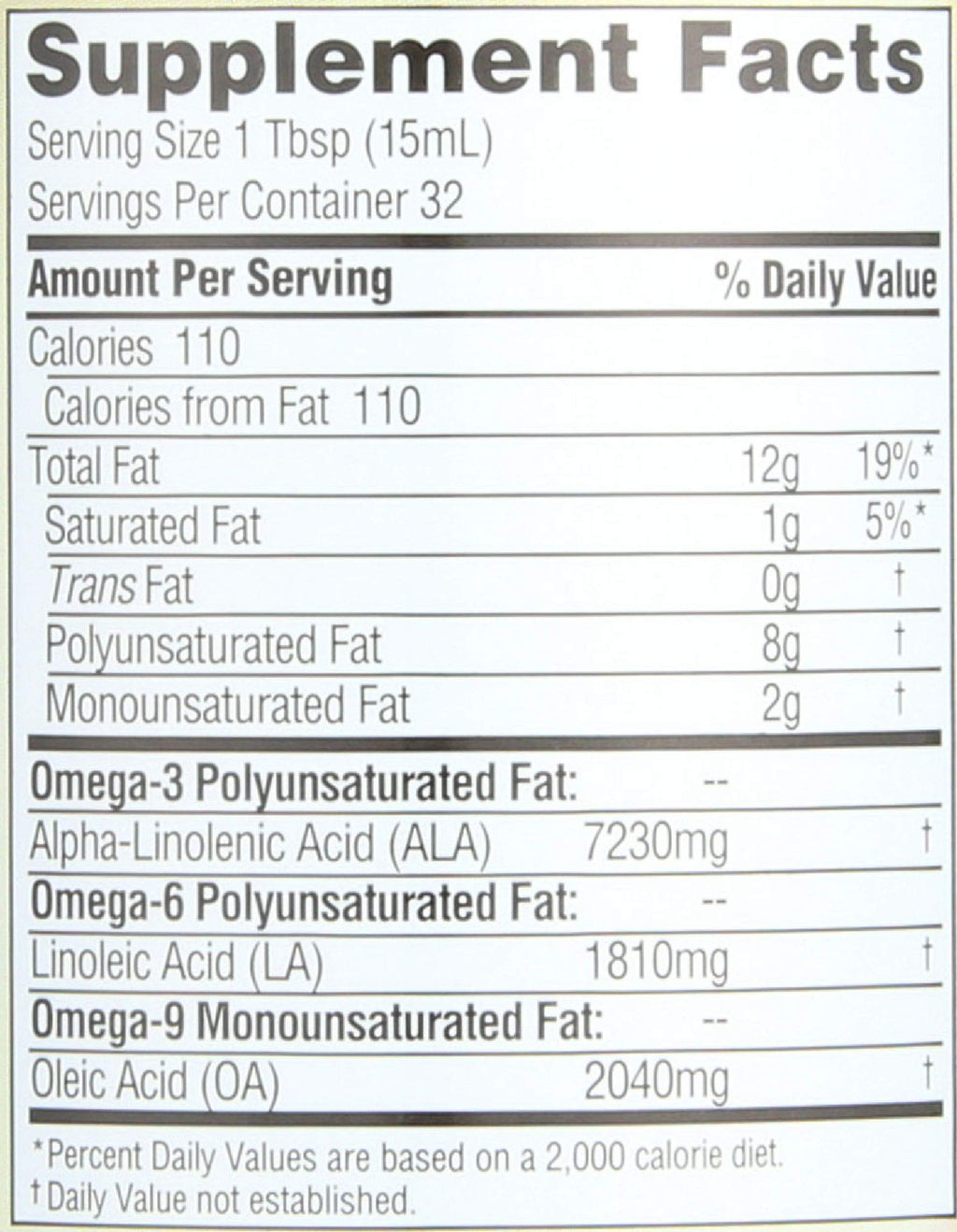 nutritional value of flaxseed oil