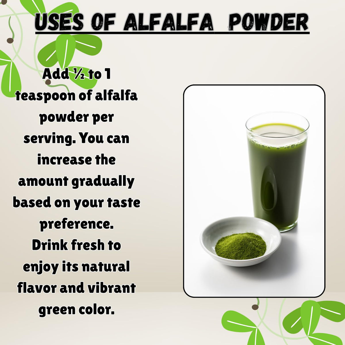 Nutritious alfalfa powder for baking