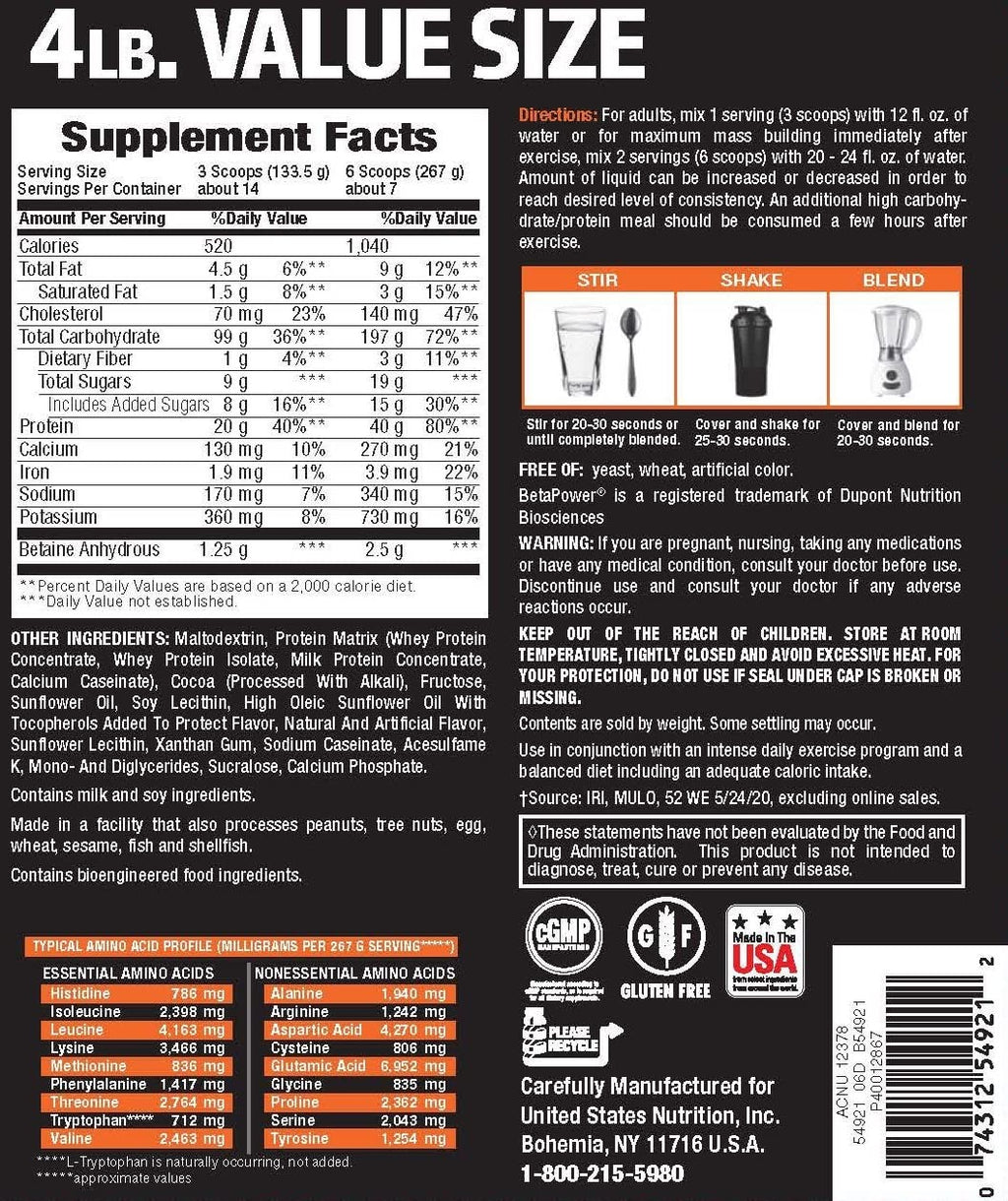 Nutritious Body Fortress weight gainers for bulking