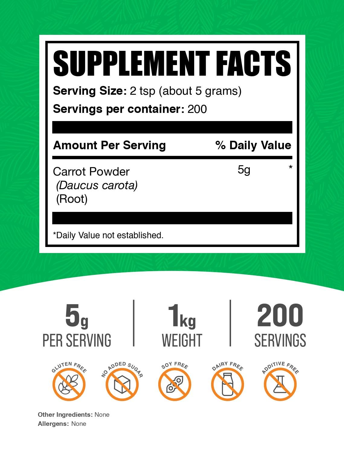 nutritious carrot powder supplement