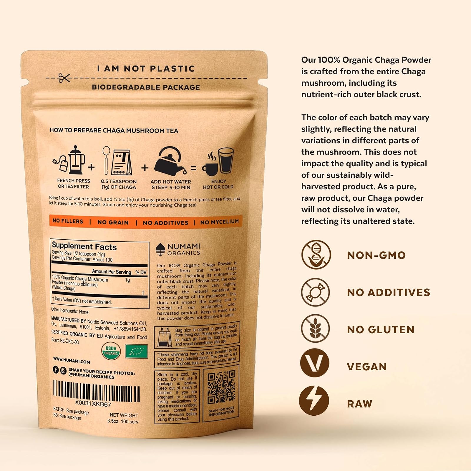 nutritious chaga powder for energy