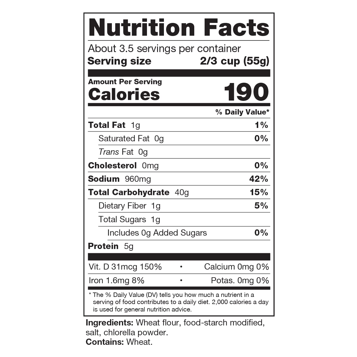 Nutritious chlorella algae udon noodles