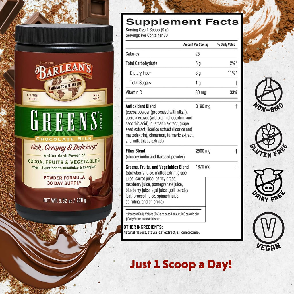 nutritious chocolate greens powders blend