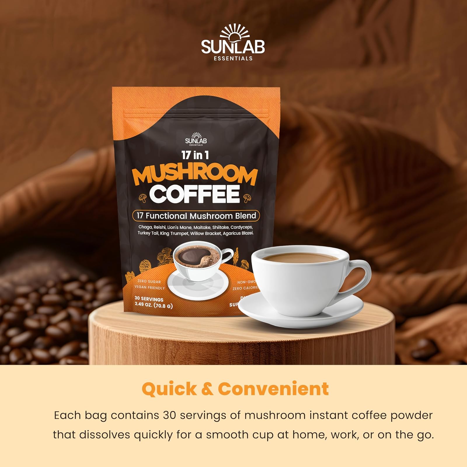 nutritious coffee with mushrooms