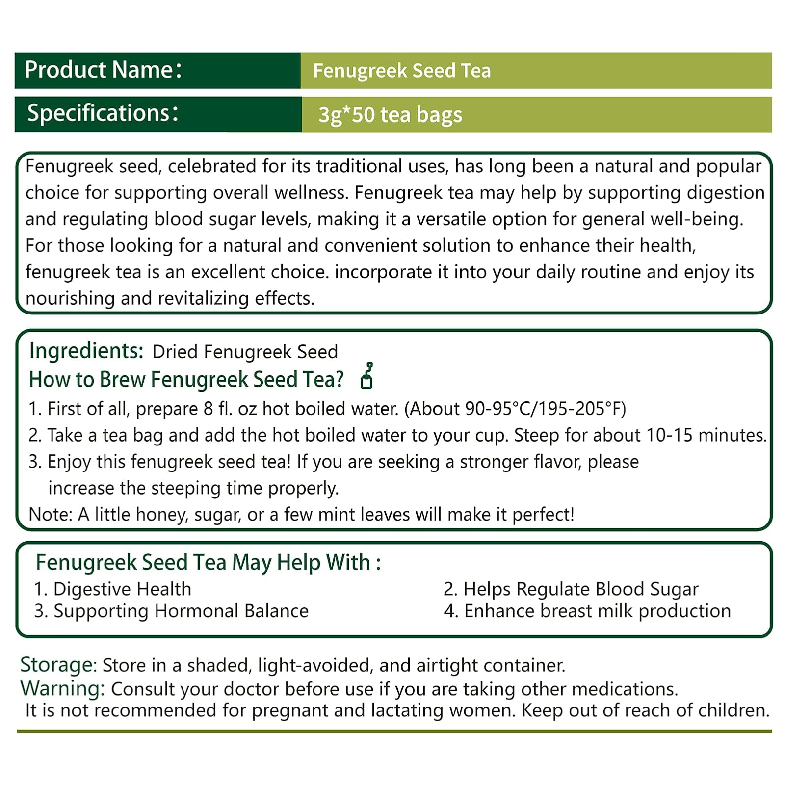 Nutritious fenugreek seed tea