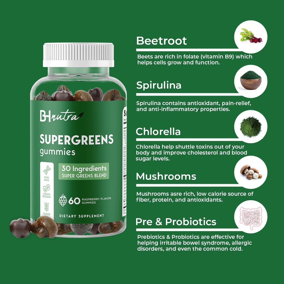 nutritious greens gummies with probiotics