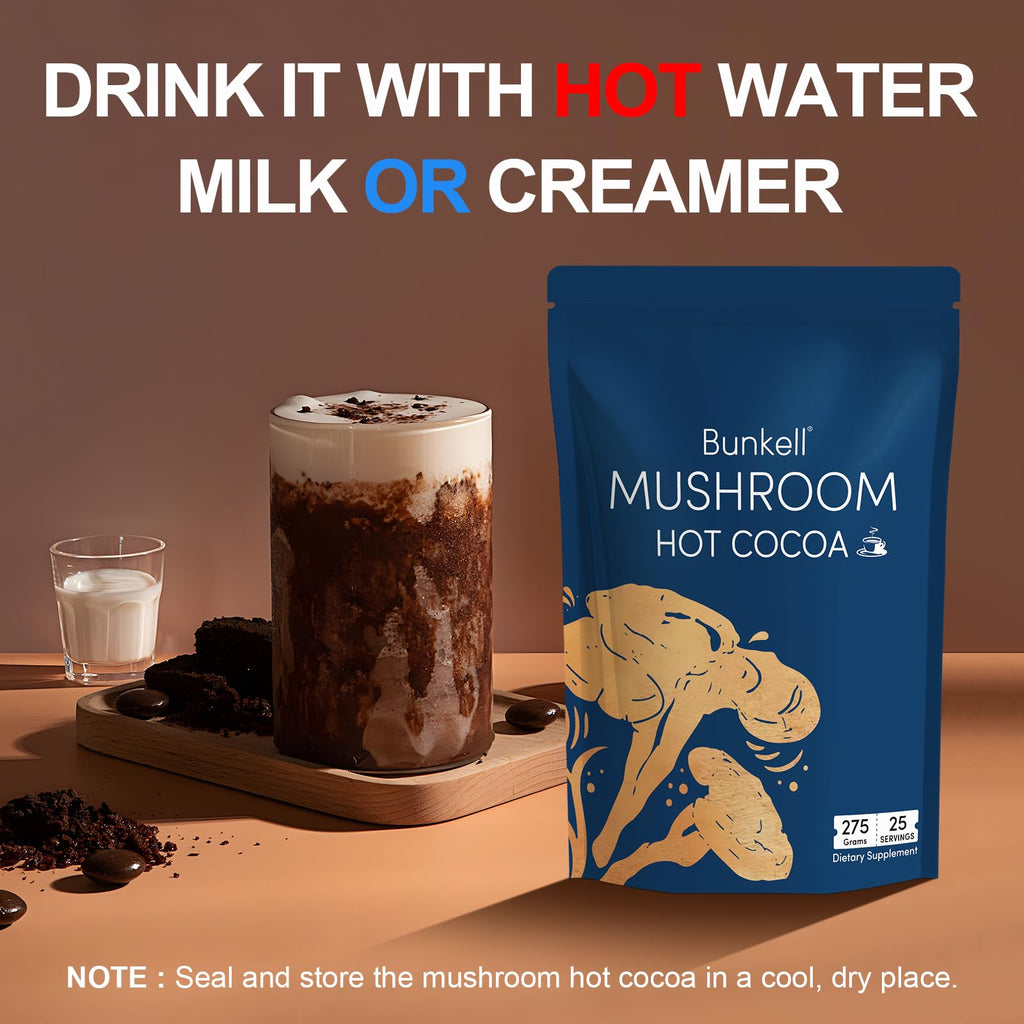 nutritious hot cocoa with mushrooms