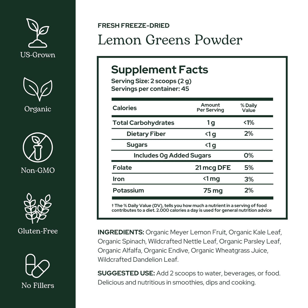 nutritious lemon greens powder supplement