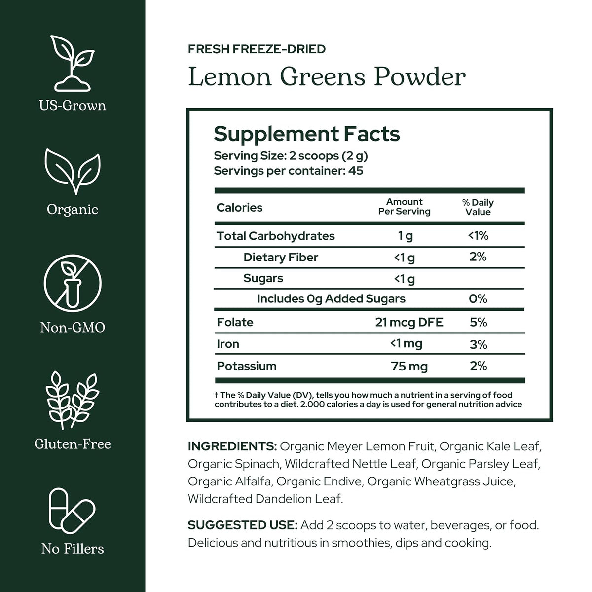 nutritious lemon greens powder supplement