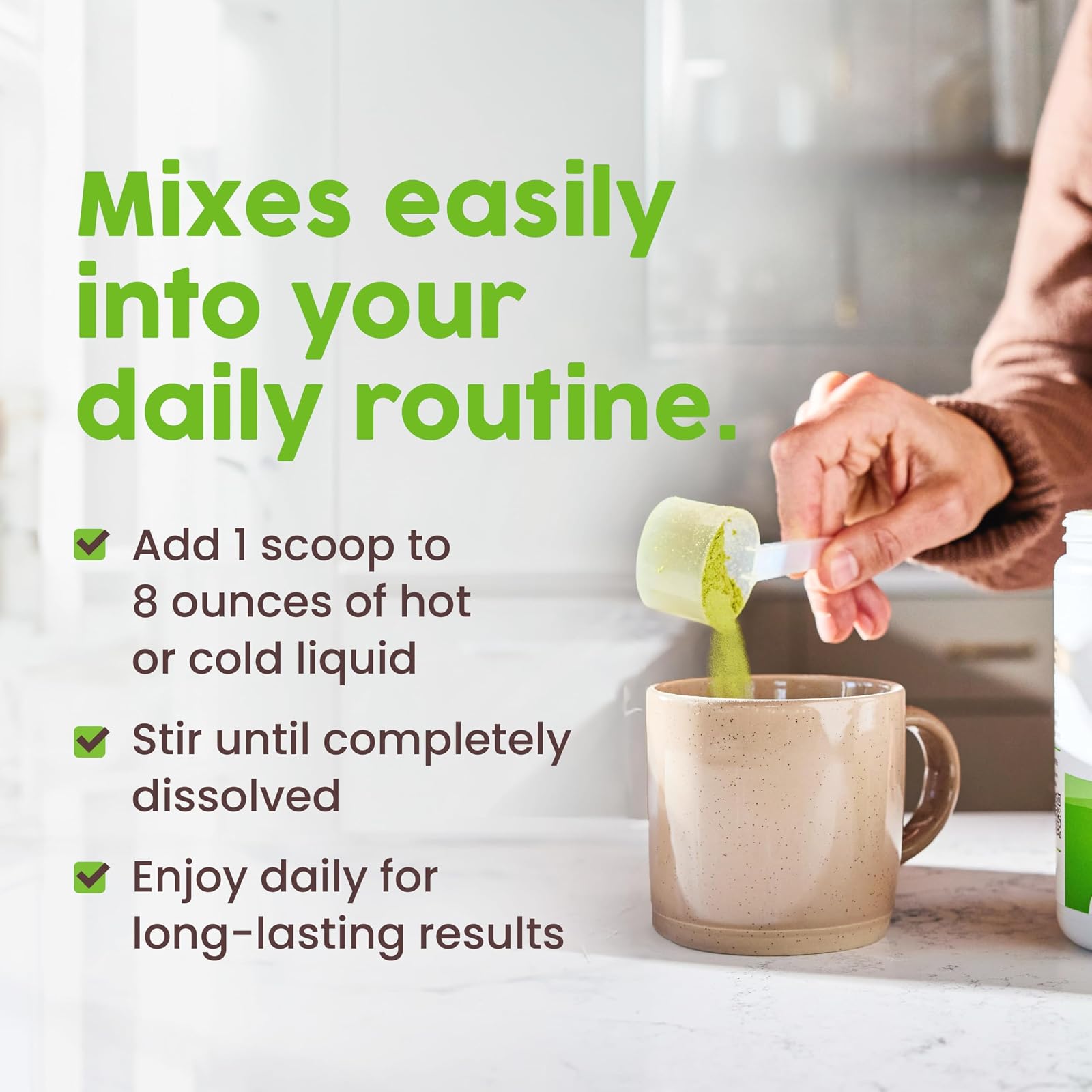 nutritious matcha latte with collagen