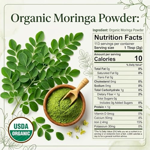 nutritious moringa powder in resealable pouch