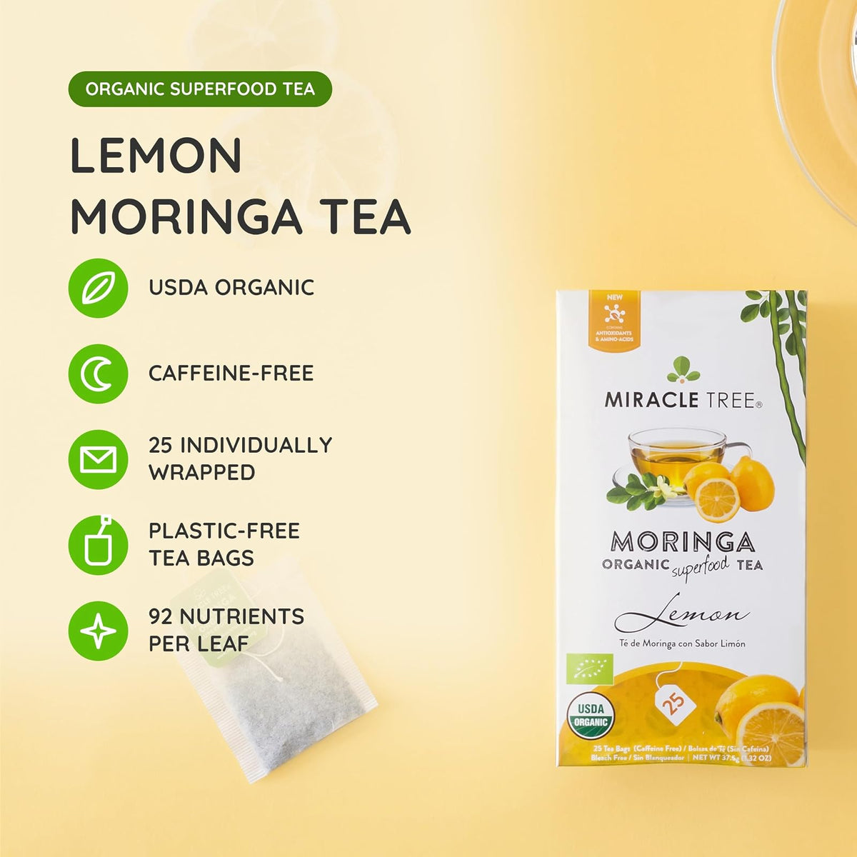 nutritious moringa tea with lemon flavor
