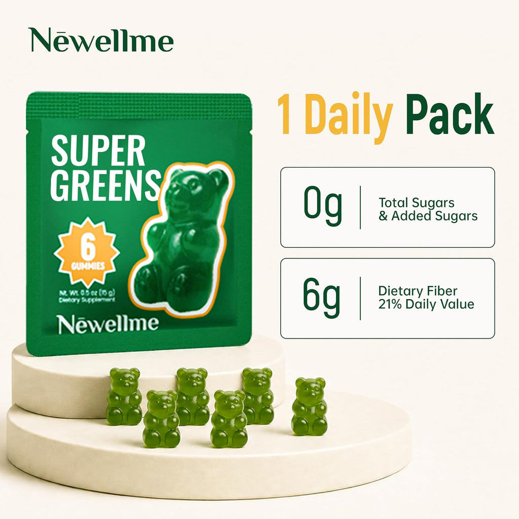 nutritious NEWELLME Super Greens Gummies packs