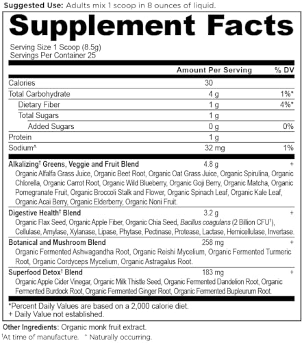 nutritious organic greens powder supplement