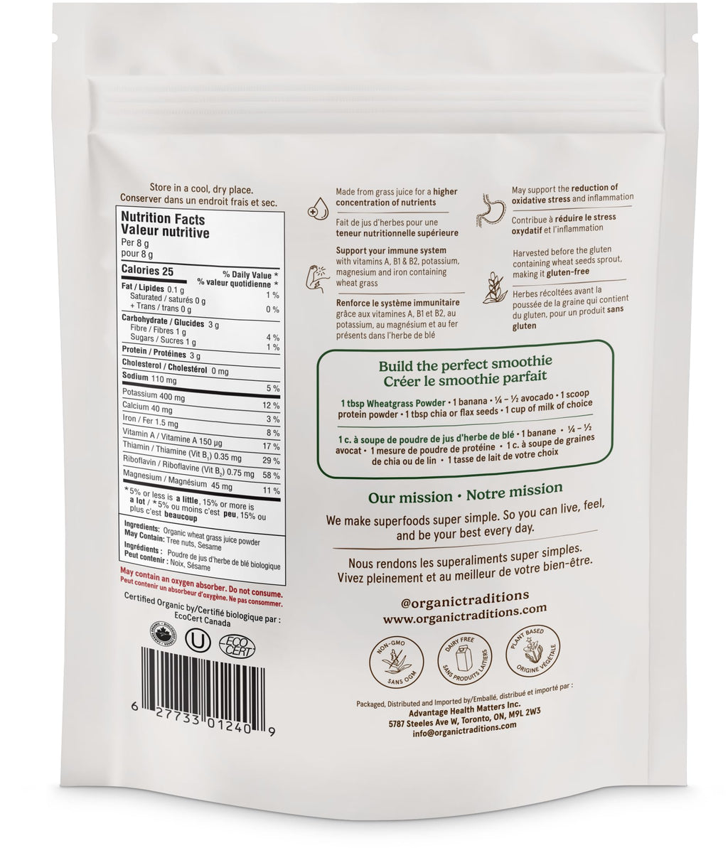 nutritious organic wheat grass powder