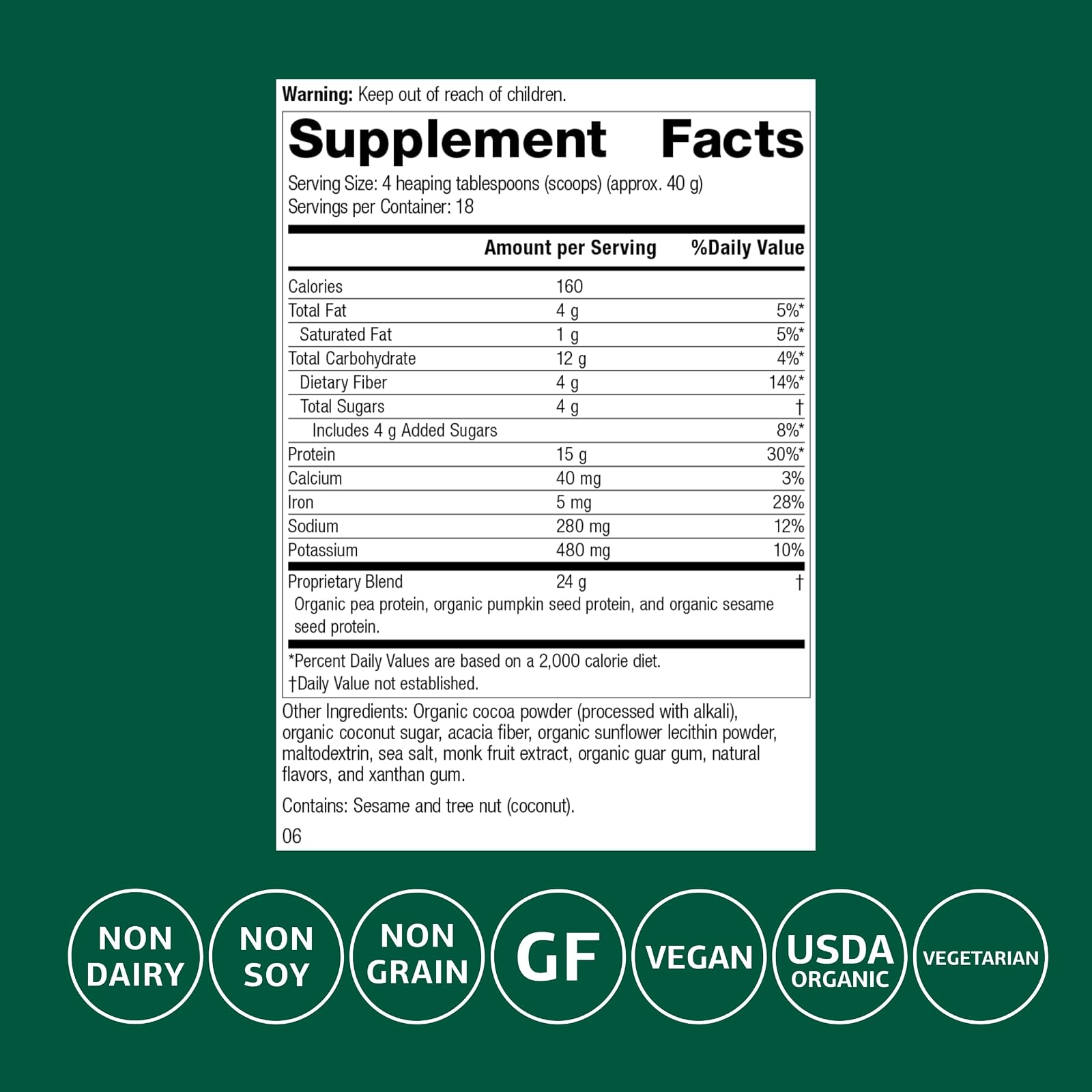 nutritious plant protein supplement