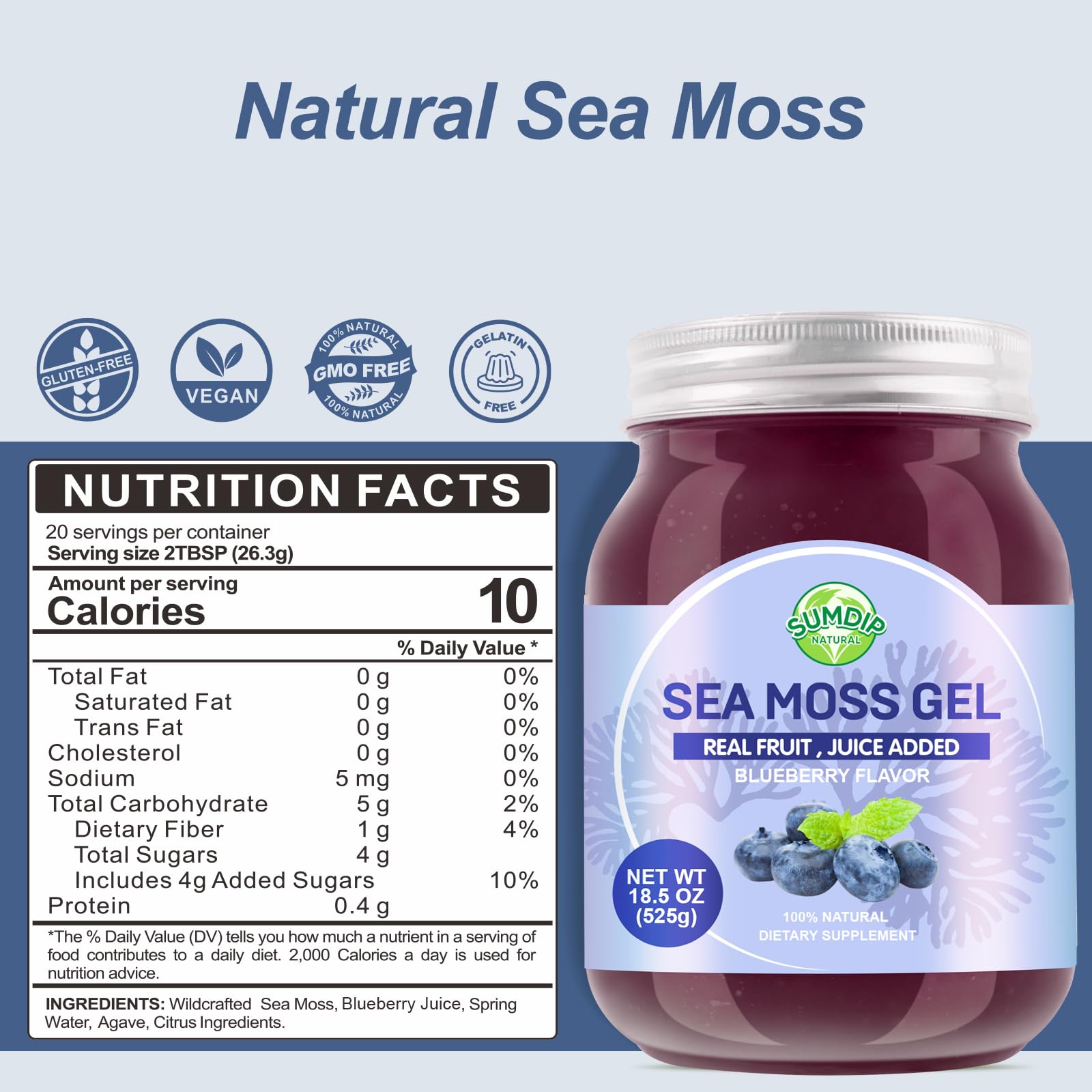 nutritious sea moss gel with blueberries