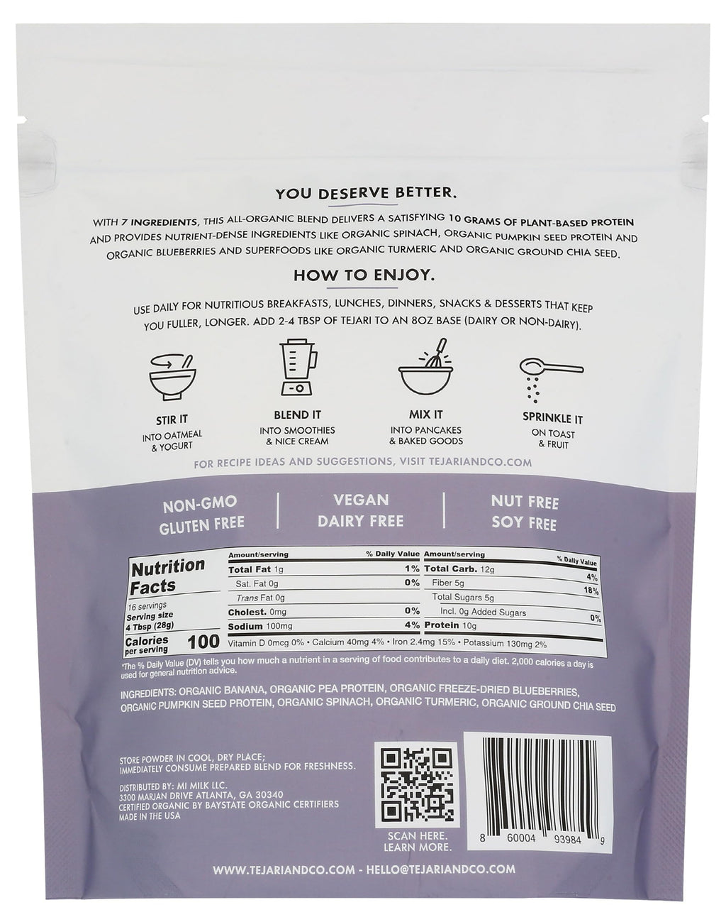 nutritious spinach blended supplement