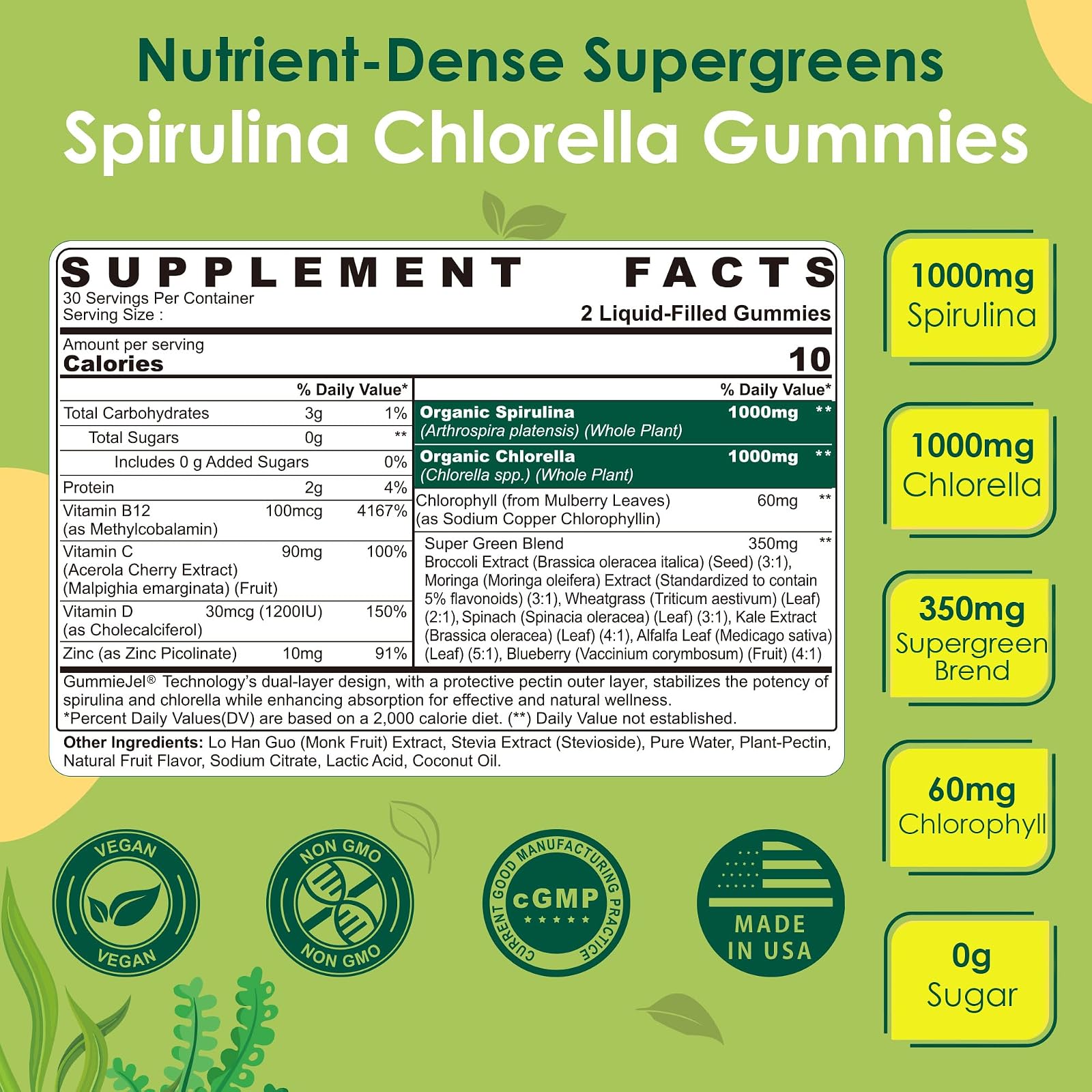nutritious spirulina chlorella gummies for wellness